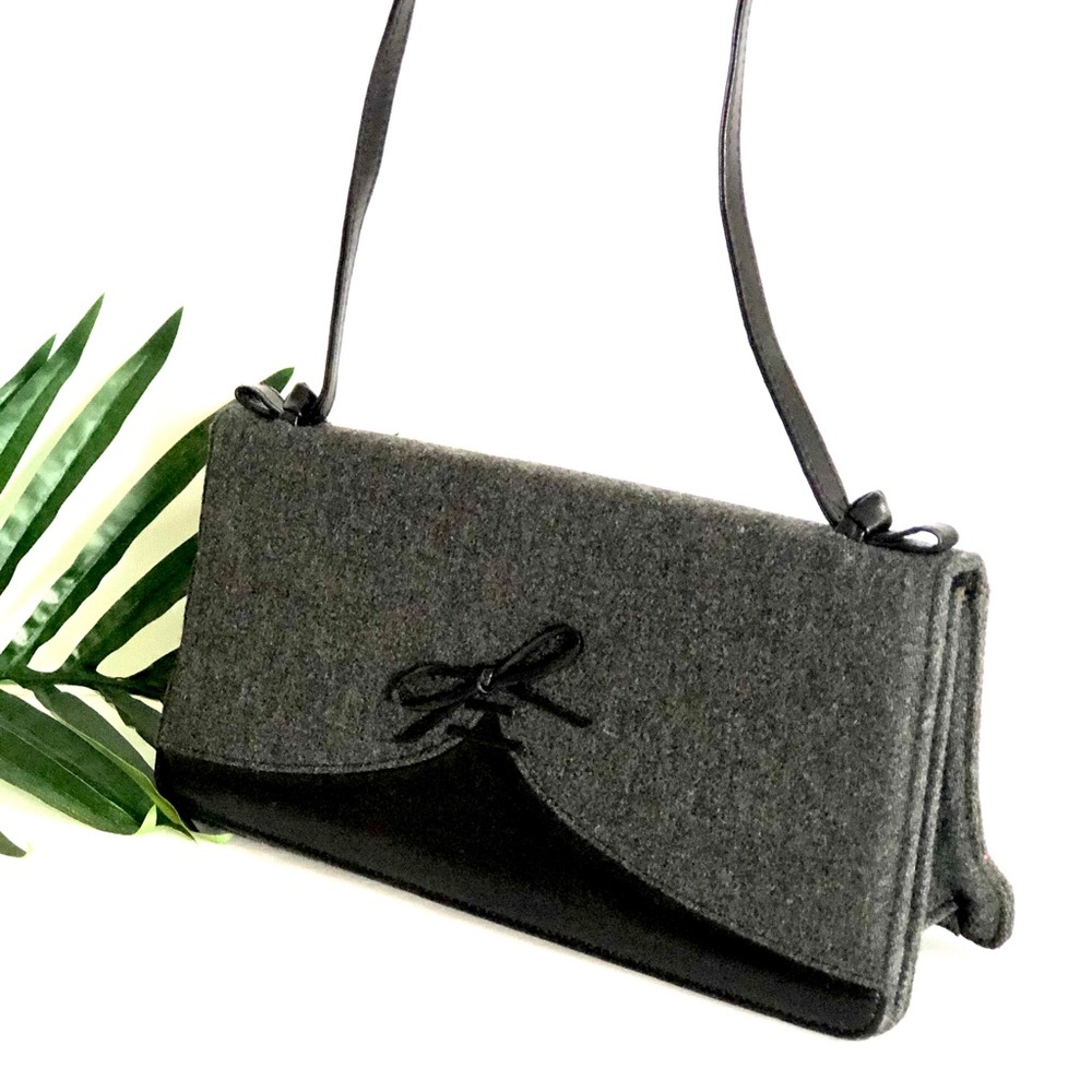 Stuart Weitzman A Frame Gray Felt Shoulder Bag - Gem